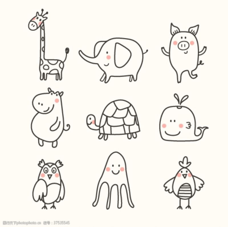 简笔画动物图片免费下载_简笔画动物素材_简笔画动物模板-图行天下素材网