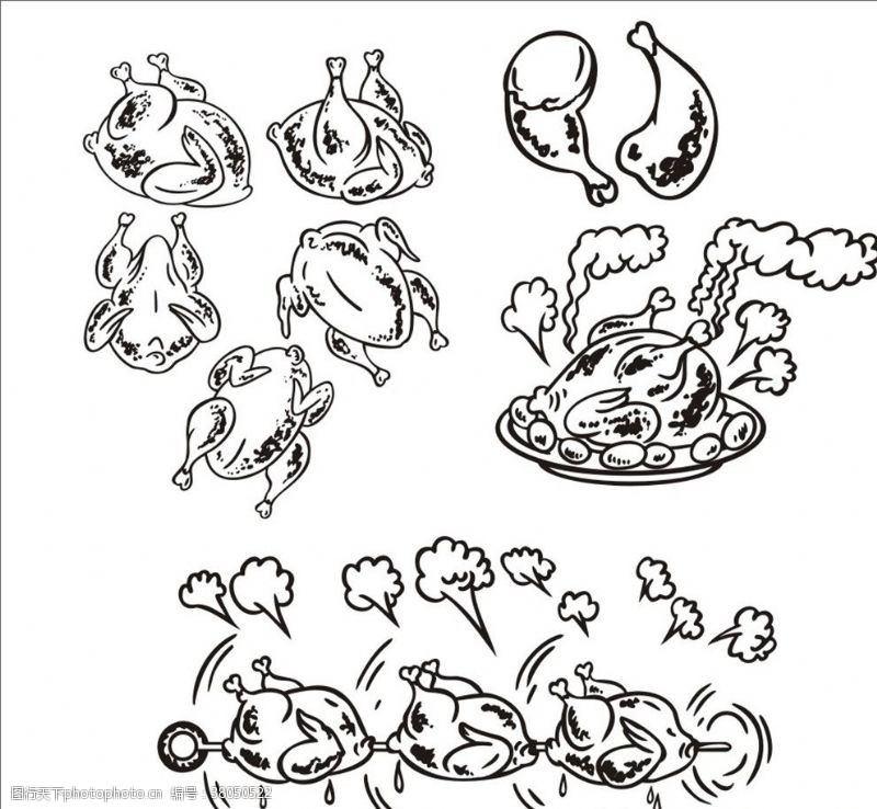 矢量烤鸡图片免费下载_矢量烤鸡素材_矢量烤鸡模板-图行天下素材网